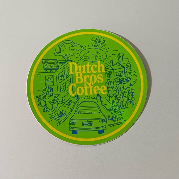 Dutch Bros | Other | Circle Green And Yellow Dutch Bros Sticker | Poshmark